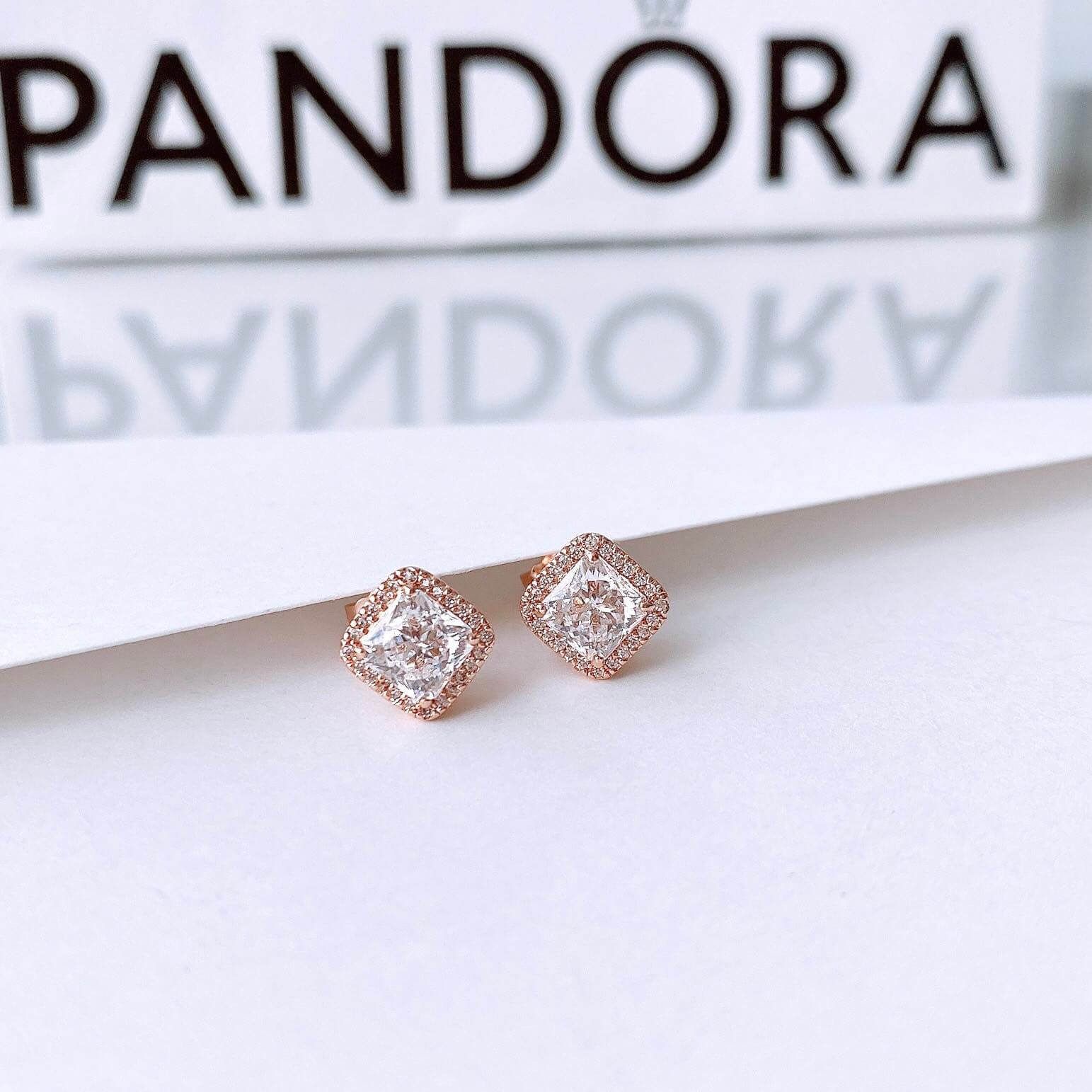 Pandora Square Sparkle Halo Stud Earrings 280591CZ – ACAuthentic