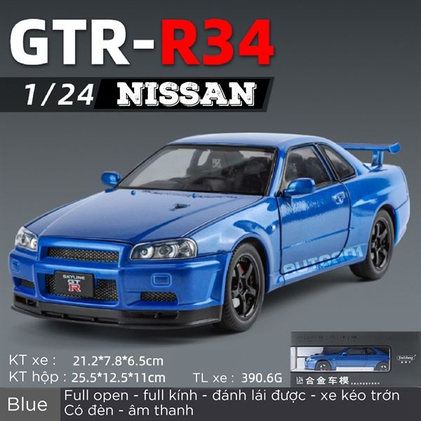 Mô hình xe ô tô Nissan Skyline GTR-R34 full open - full kính - đánh lá ...