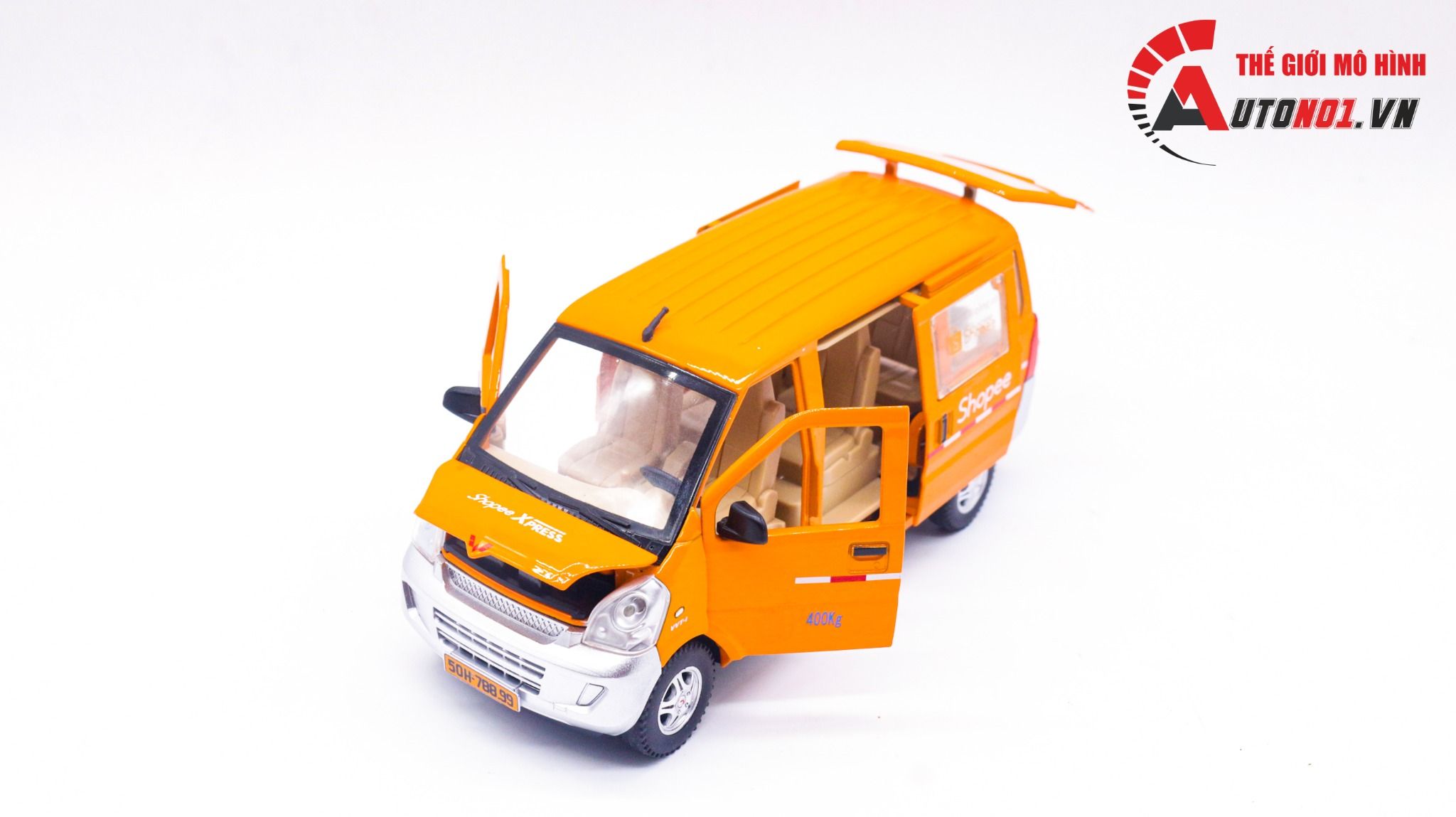 Mô hình xe ô tô dịch vụ vận chuyển độ tem Shopee Express full open có ...