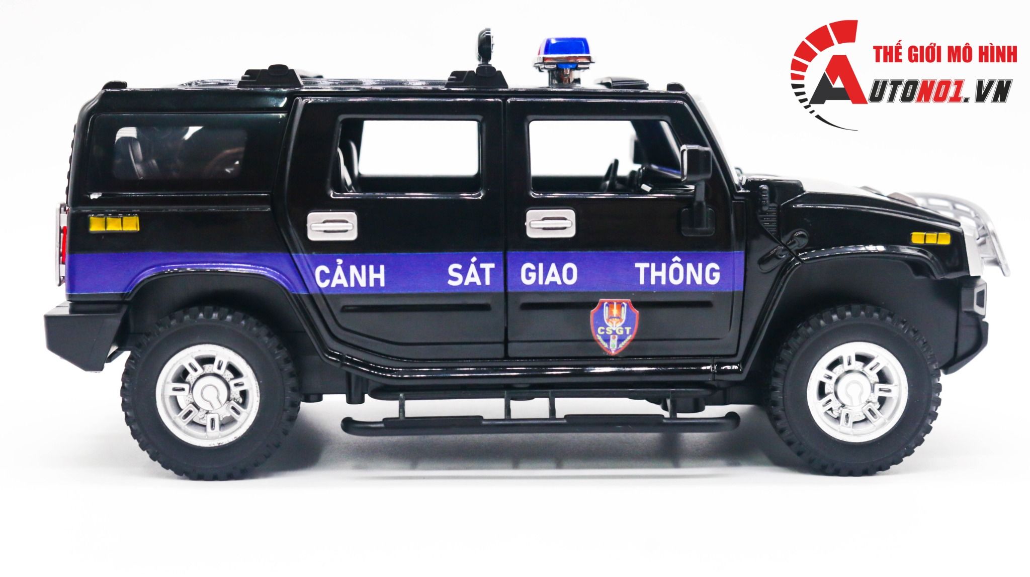 Mô hình xe ô tô Hummer H2 black độ tem CSGT 1:24 Alloy model OT237 ...