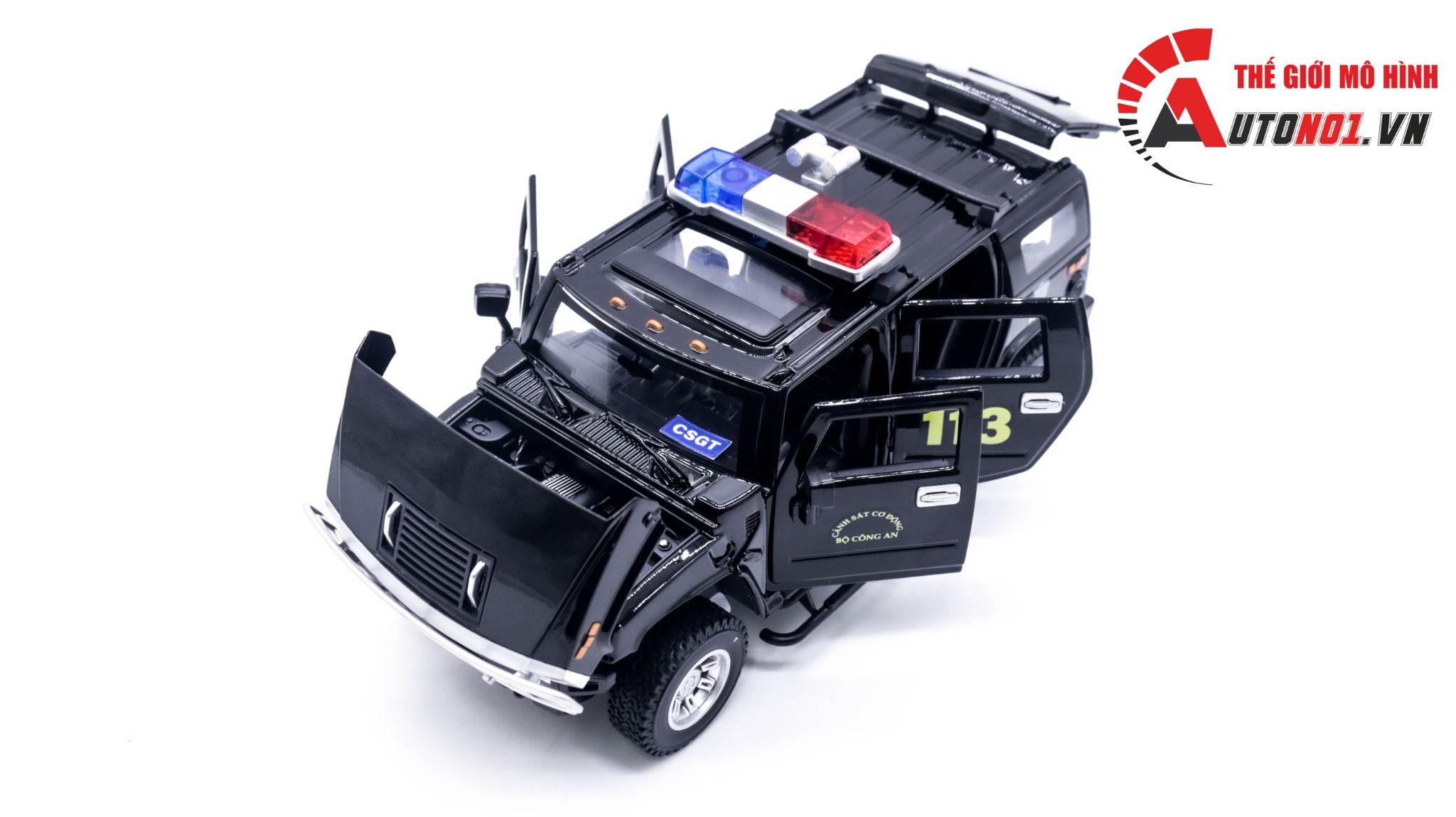 Mô hình xe ô tô Hummer H2 black độ tem CSCĐ 1:24 Alloy model OT241 ...