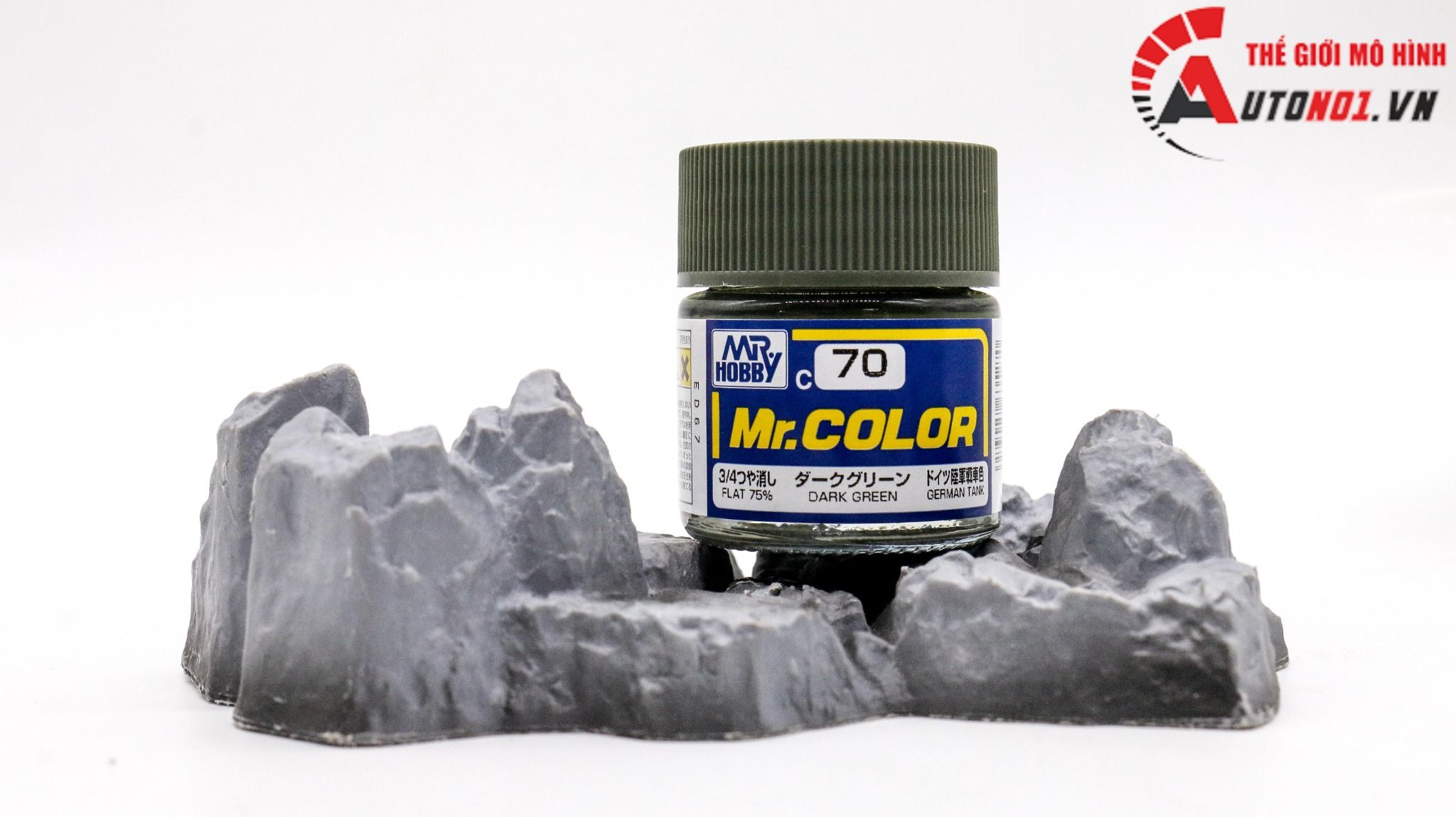 SƠN MÔ HÌNH MÀU XANH LÁ MẠ MỜ (DARK GREEN - FLAT) C70 10ML MR.HOBBY S1 ...