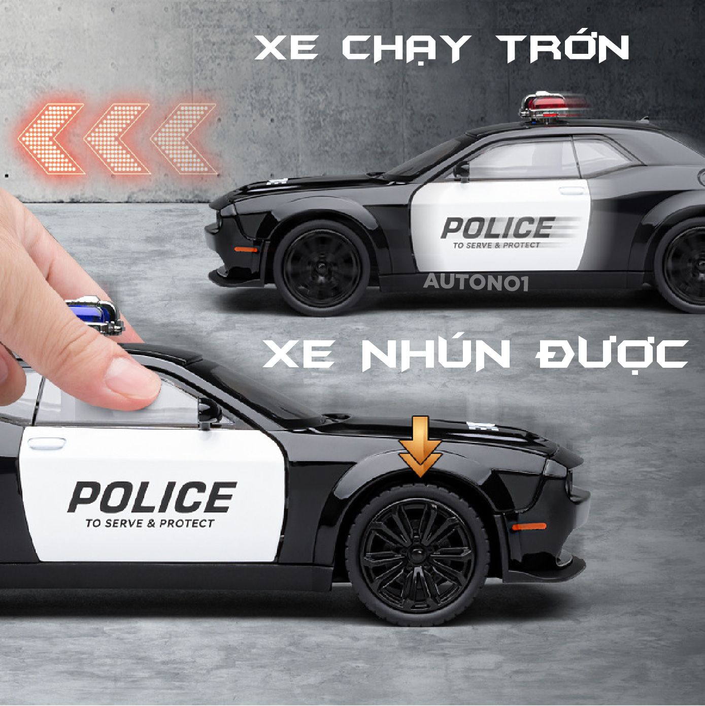 Mô hình xe Dodge Challenger SRT Hellcat Police full open tỉ lệ 1:24 Ji ...