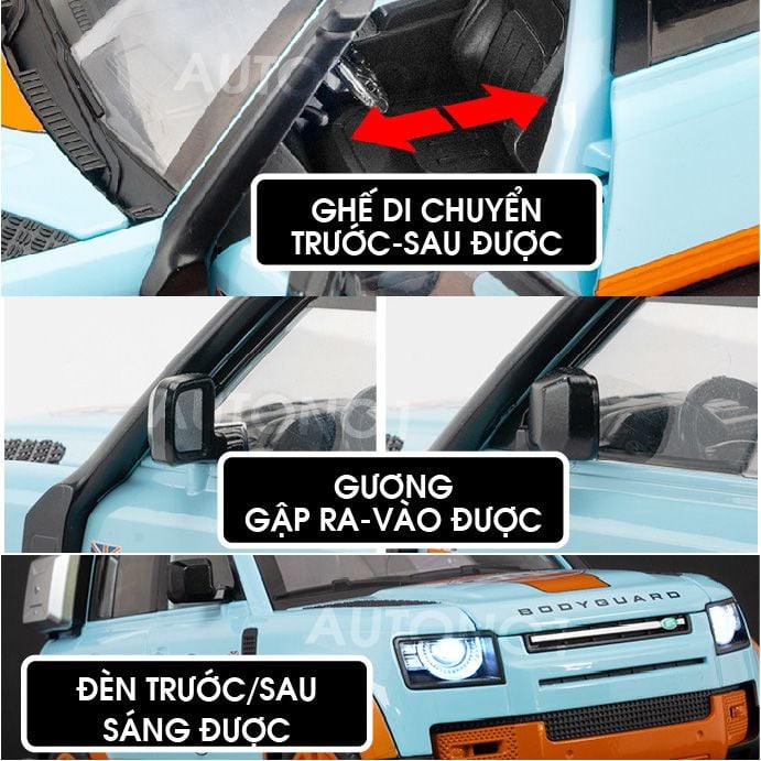 Mô hình xe Land Rover Defender 110 Gulf Camel Cup full open - full kín ...