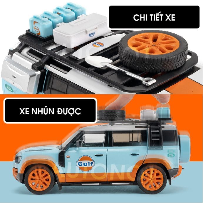 Mô hình xe Land Rover Defender 110 Gulf Camel Cup full open - full kín ...