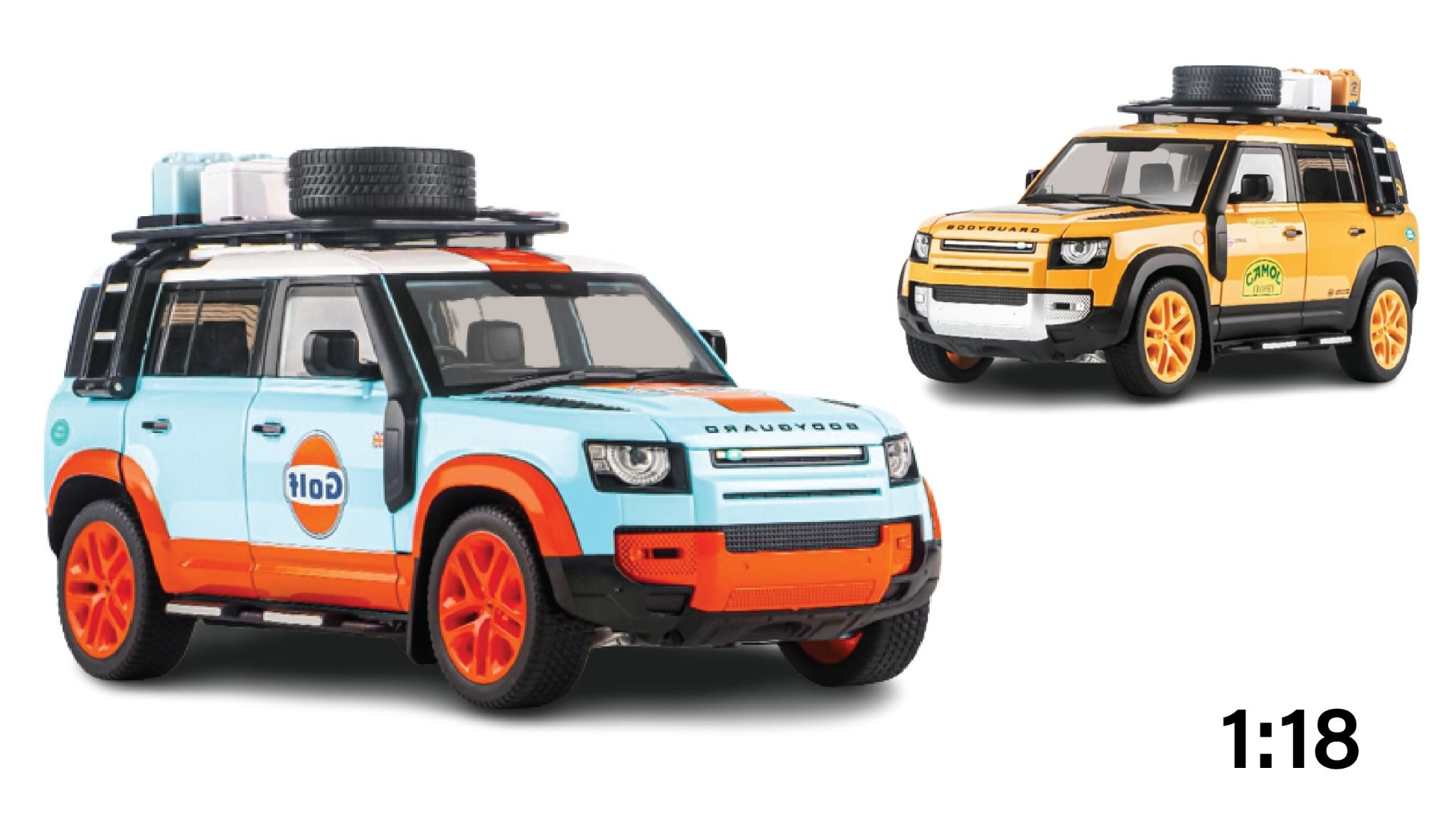 Mô hình xe Land Rover Defender 110 Gulf Camel Cup full open - full kín ...