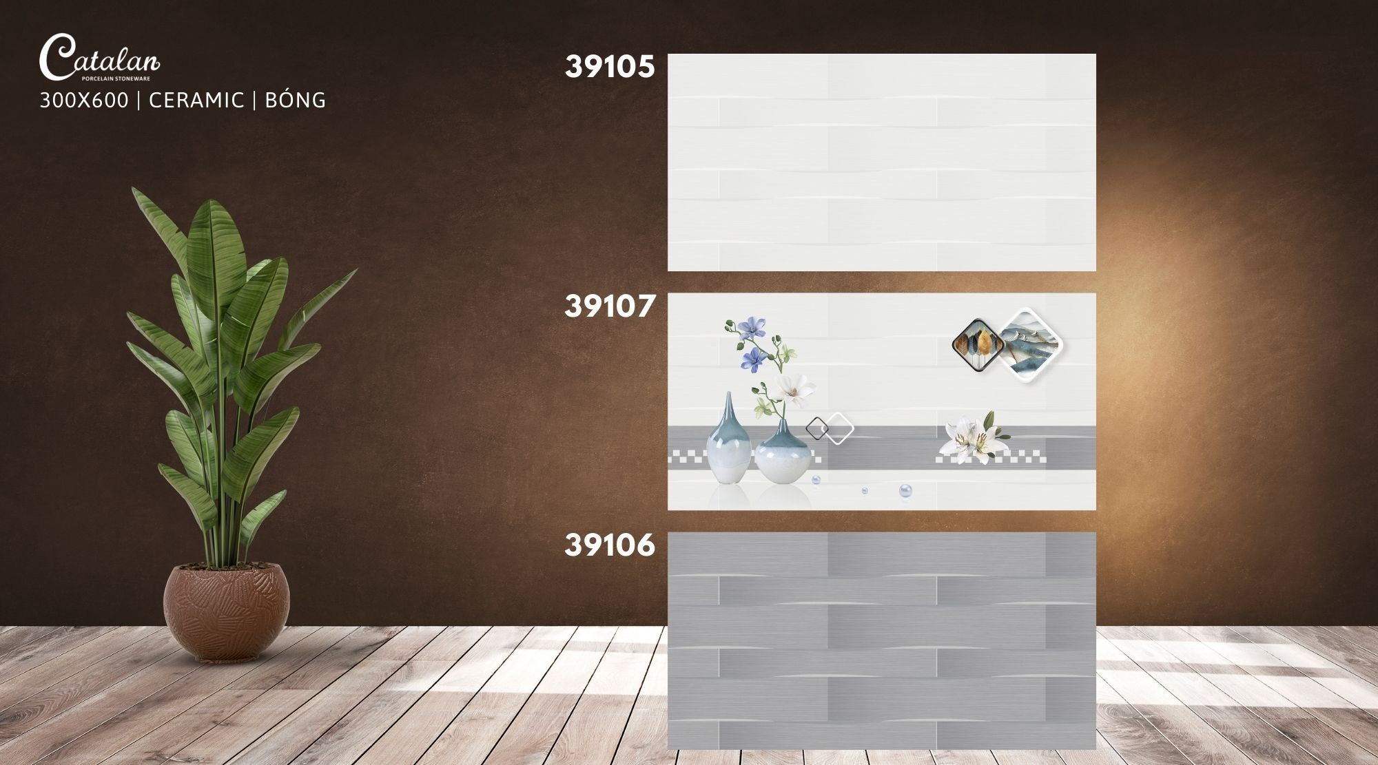 - Kích thước sản phẩm : 300x600 mm - Sản phẩm in KTS - Men và mầu nh ...