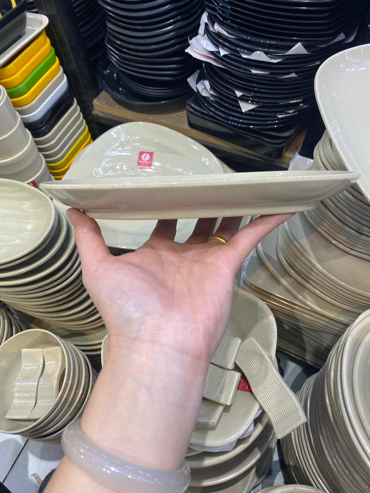 Đĩa Oval ảo Melamine Nâu Đá Srithai Superware