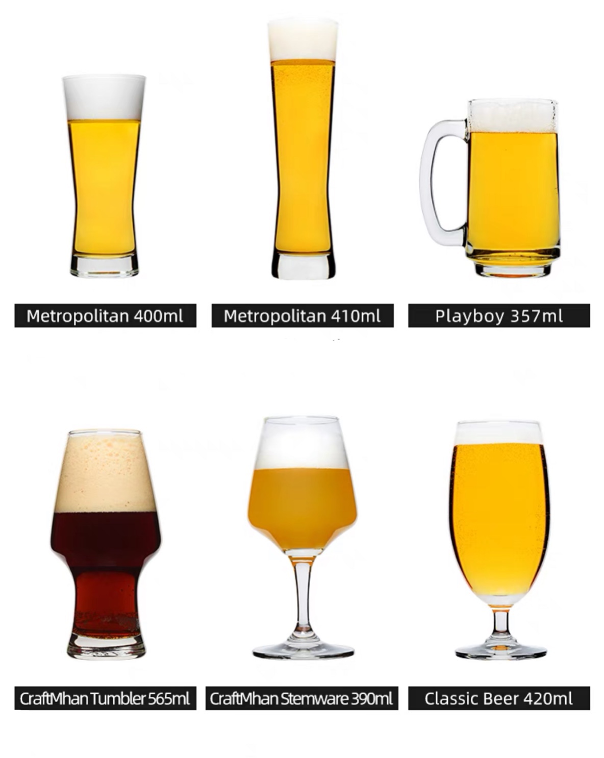 Bộ 6b Ly classic Beer Thủy tinh Ocean 501B15 420 ML