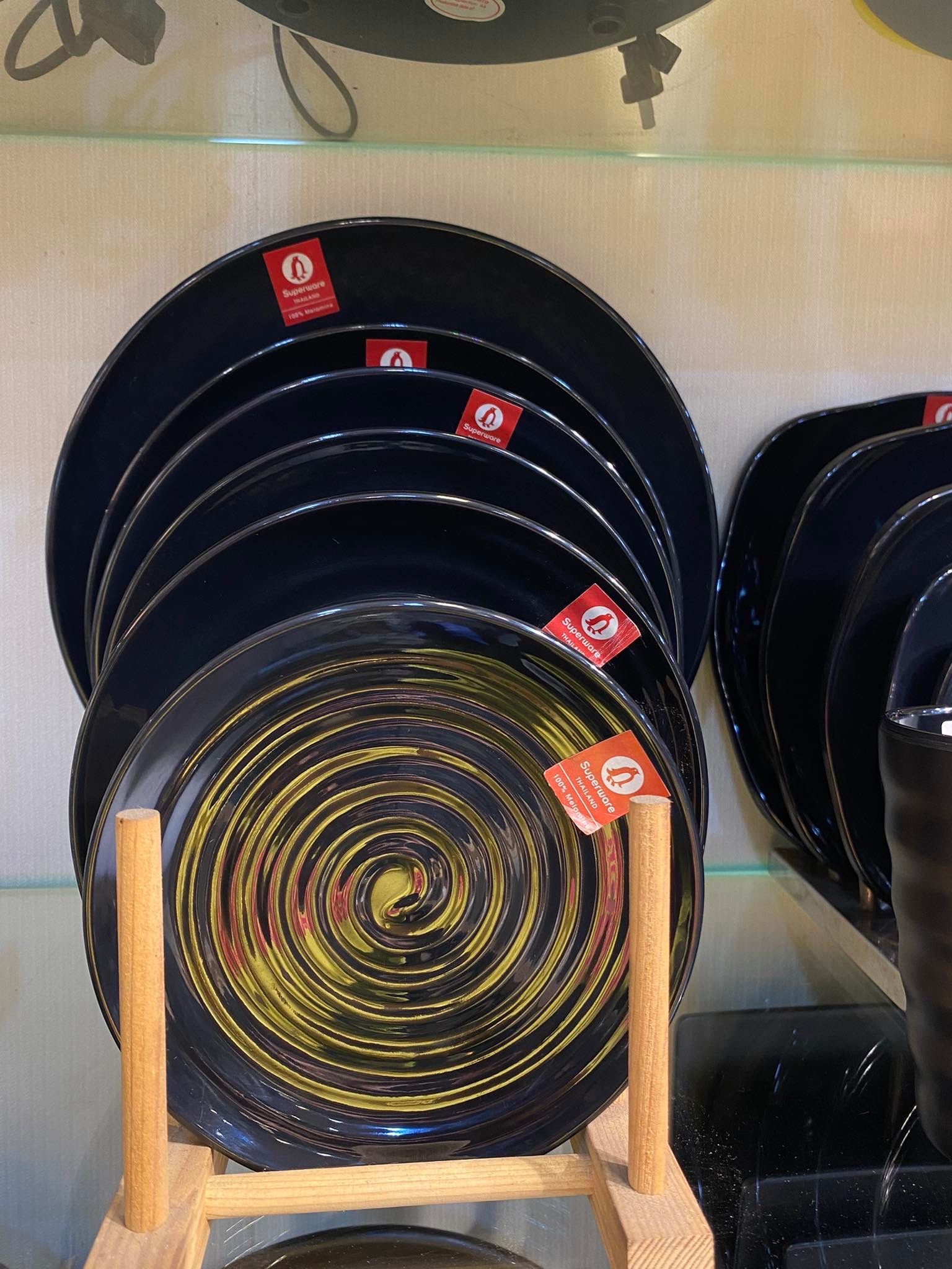 Đĩa tròn đen bóng Nhựa Melamine Cao Cấp Sirithai Superware