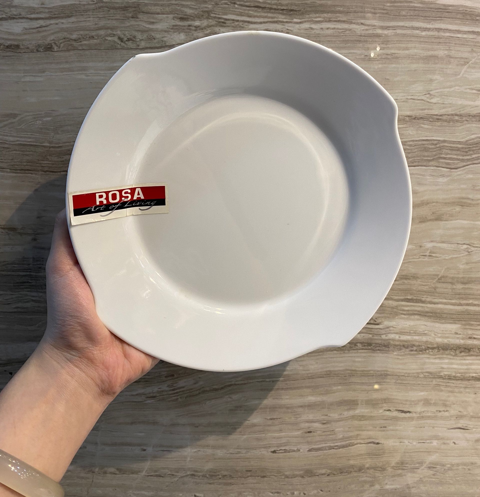 Đĩa vuông cách điệu Melamine Remico màu trắng