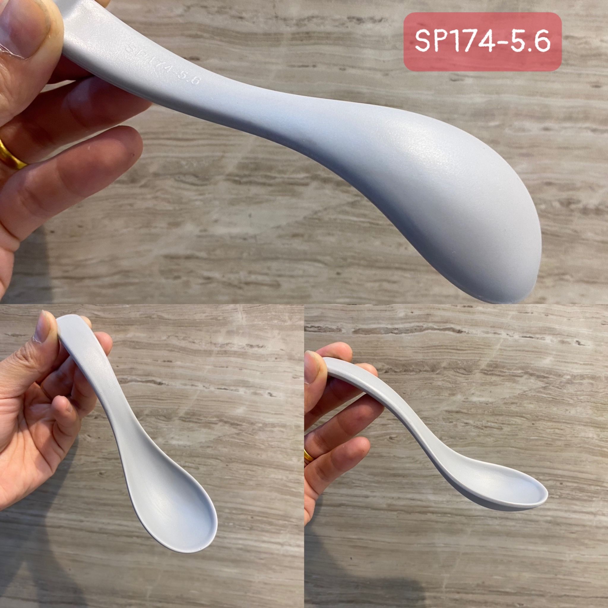 Thìa muông súp ngắn và dài Melamine Superware màu ghi sáng