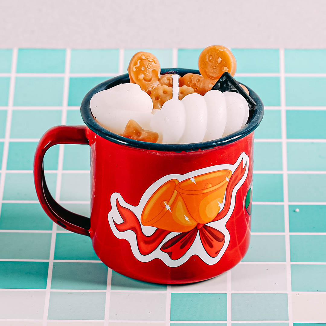 Nến thơm tạo hình, hộp, mẫu ly chocolate xmas, 190g, hương juniper, Da ...