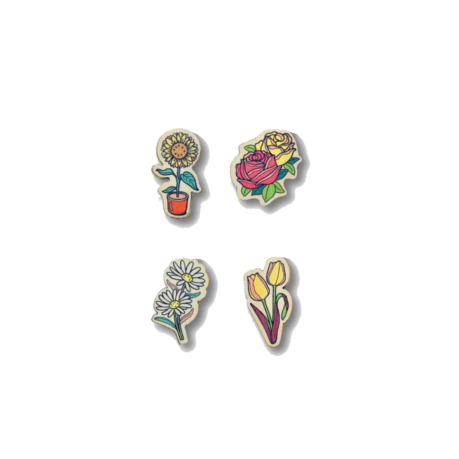 BST Set 4 Pin Cài Gỗ Khu Vườn - Set Of 4 Wooden Pin Garden Collection ...