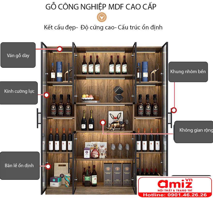 Tủ rượu cánh kính thiết kế sang trọng AMIZ-008 – AMIZ.VN ( nội thất & trang trí )