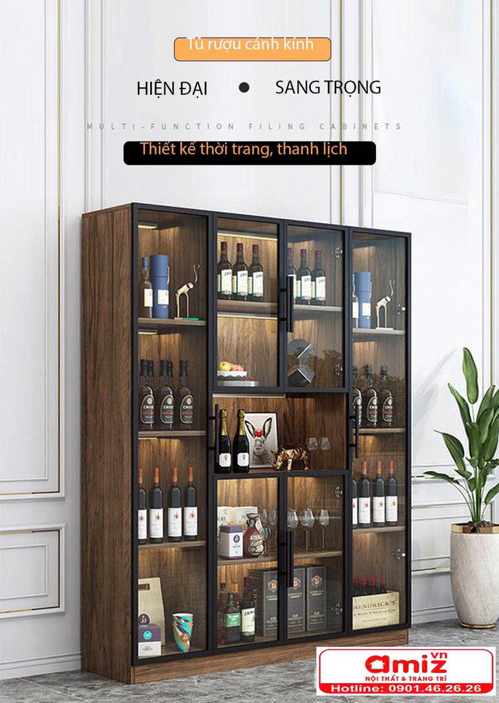 Tủ rượu cánh kính thiết kế sang trọng AMIZ-018 – AMIZ.VN ( nội thất & trang trí )