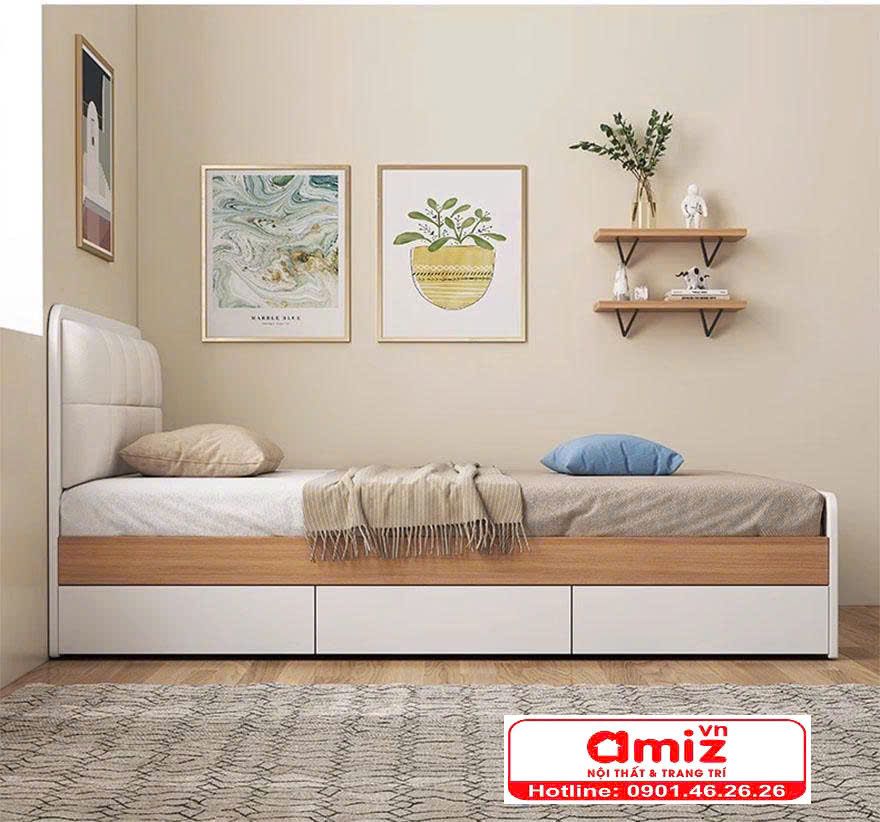 Giường ngủ bọc nệm đầu giường gỗ AMIZ-001 – AMIZ.VN ( nội thất & trang trí )