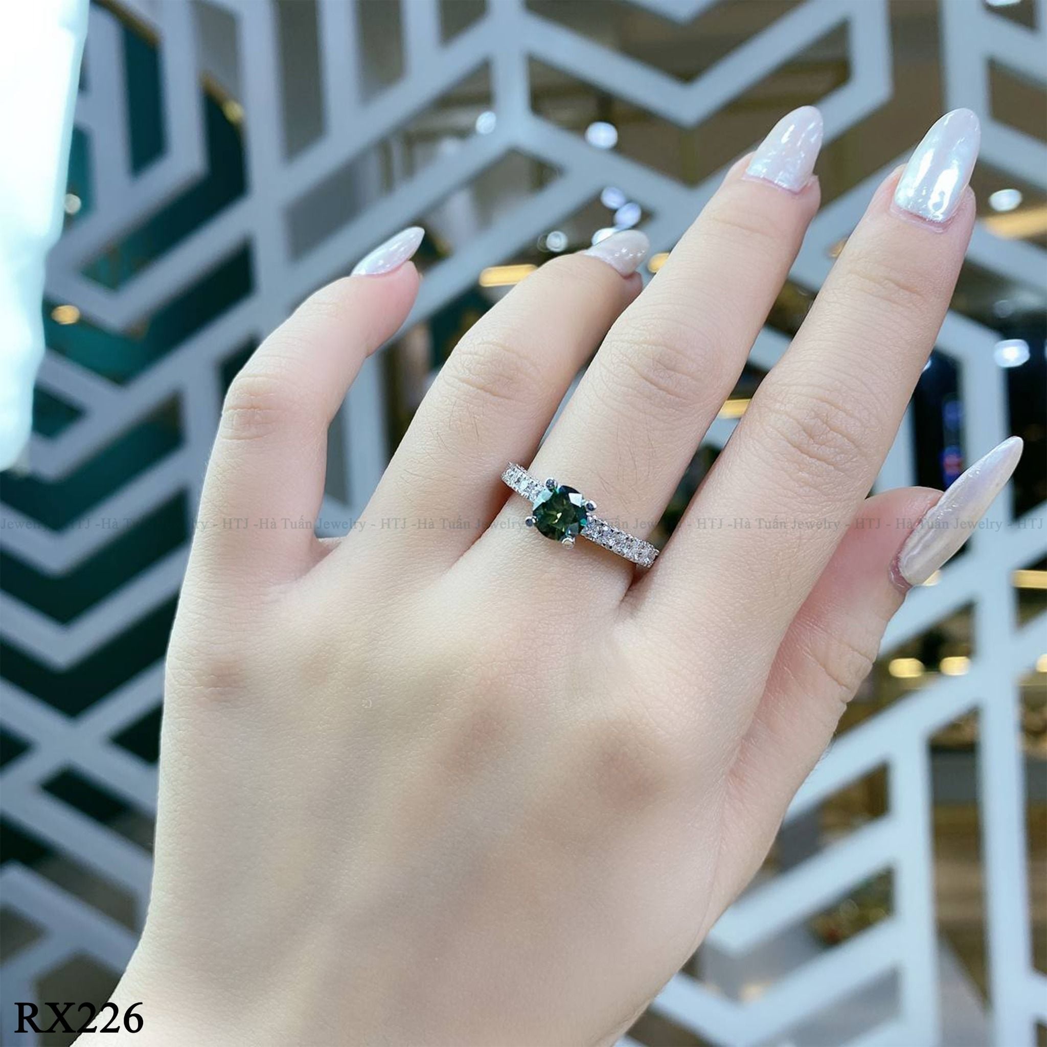 Nhẫn Bạc nữ xi kim Full Moissanite 6mm RX226 – Hà Tuấn Jewelry