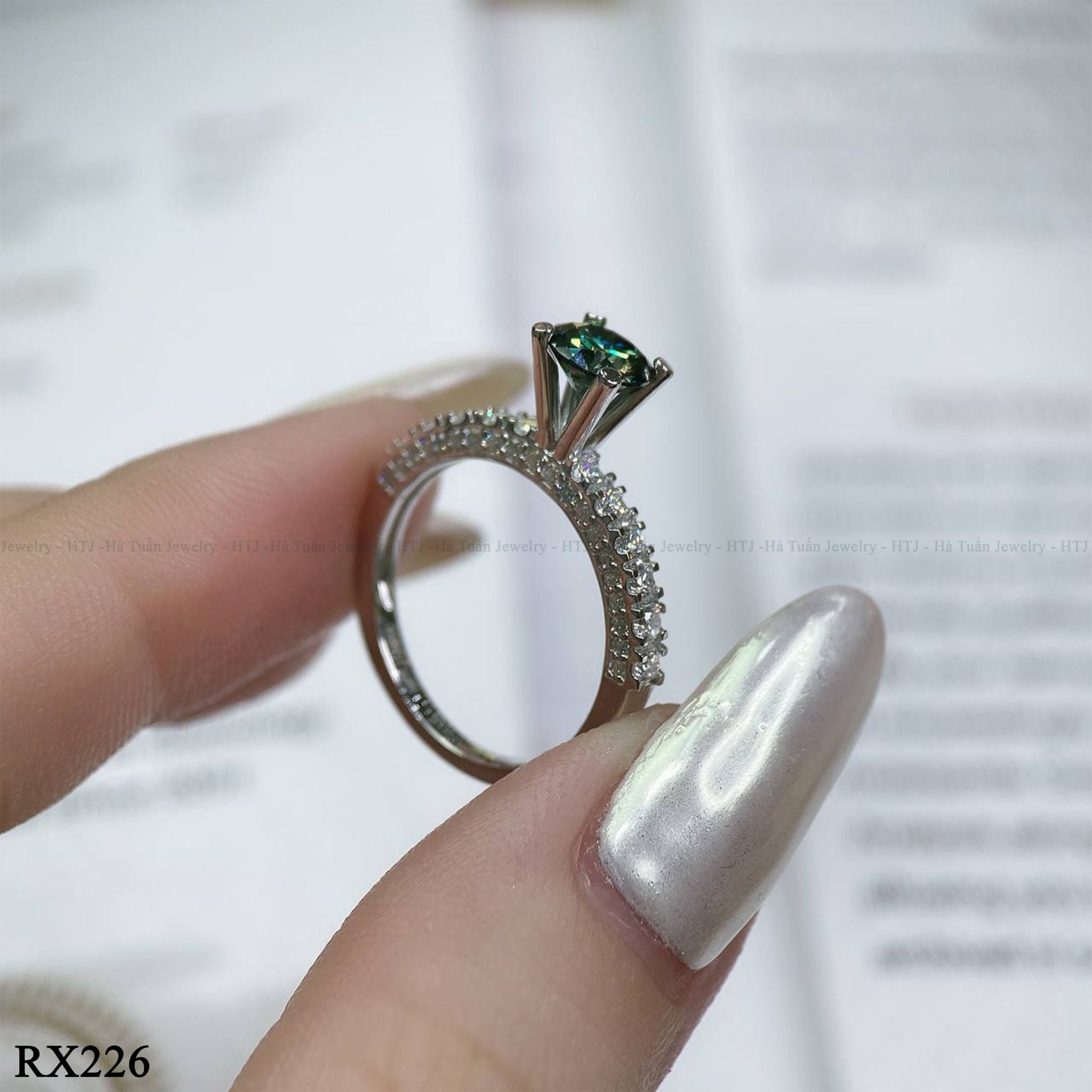 Nhẫn Bạc nữ xi kim Full Moissanite 6mm RX226 – Hà Tuấn Jewelry