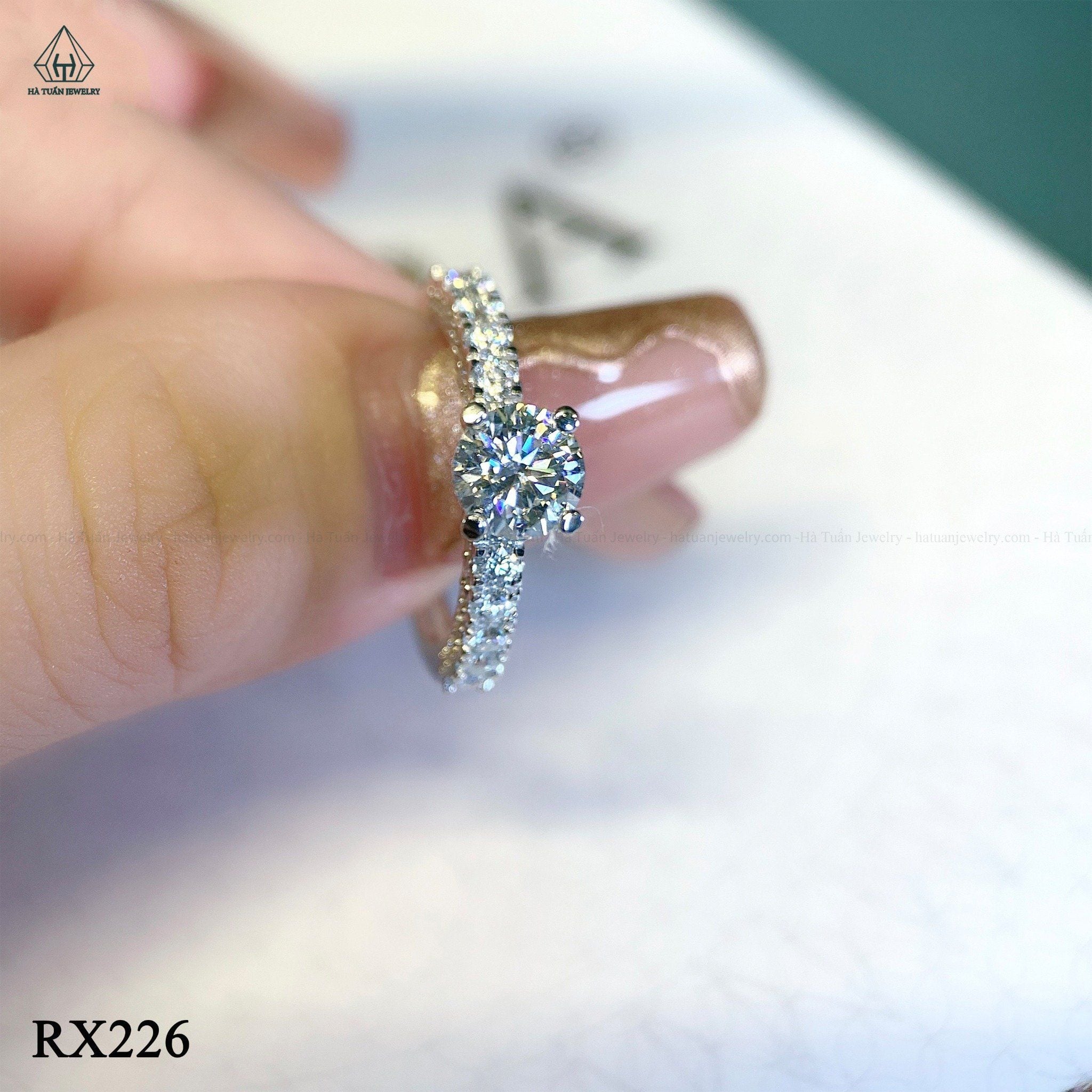 Nhẫn Bạc nữ xi kim Full Moissanite 6mm RX226 – Hà Tuấn Jewelry