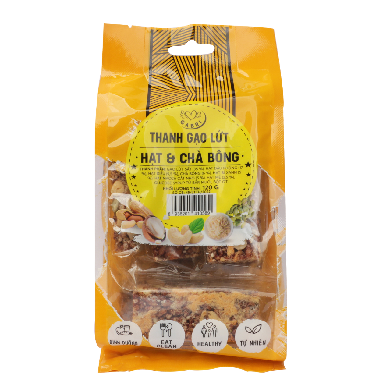 Thanh gạo lứt hạt & chà bông GABRI Food túi 120g | Ăn vặt văn phòng ...