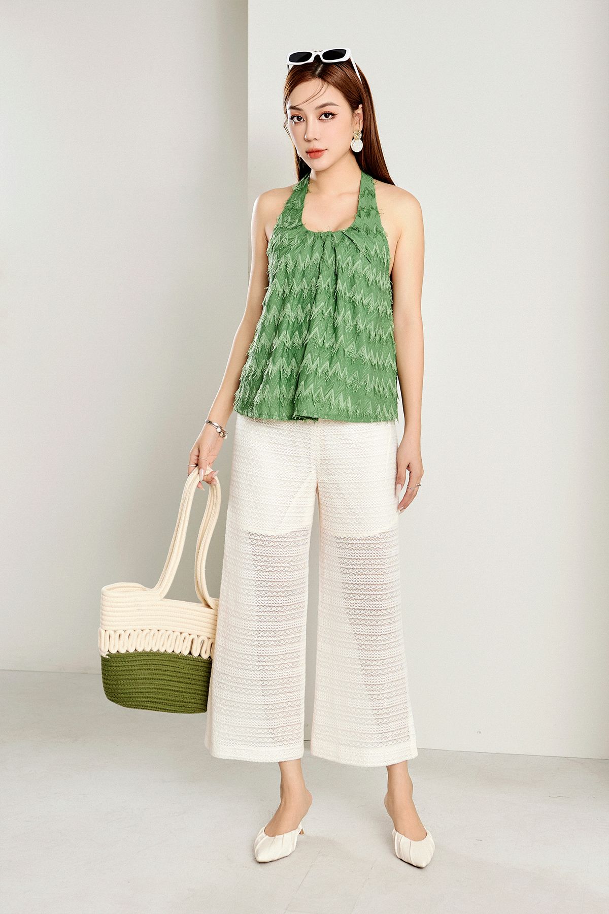 Áo yếm tua rua xanh – her-studios