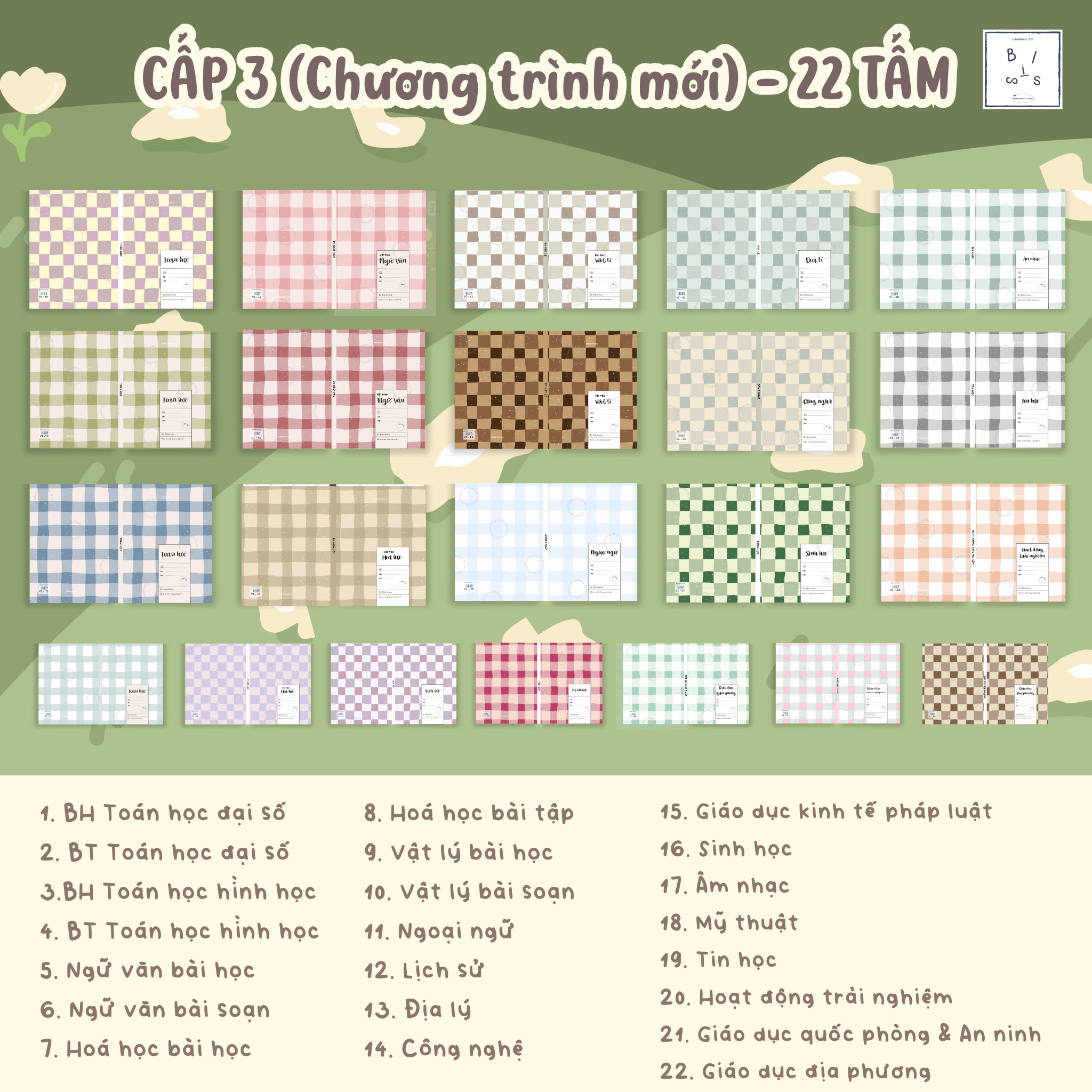 [COMBO] Giấy Bao Tập, Bao Vở, Bao Sách Giáo Khoa Theo Môn Học Caro Đơn ...