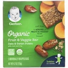 Bánh ăn dặm Gerber hữu cơ hạt chia, trái cây , khoai lang120g