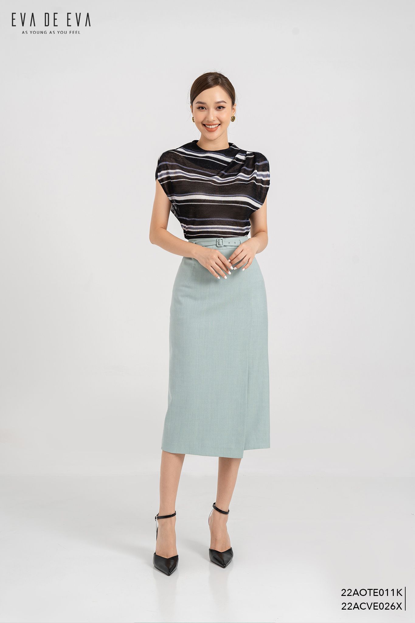 Chân váy ngang gối, Dáng ôm 22ACVE026X – Eva De Eva