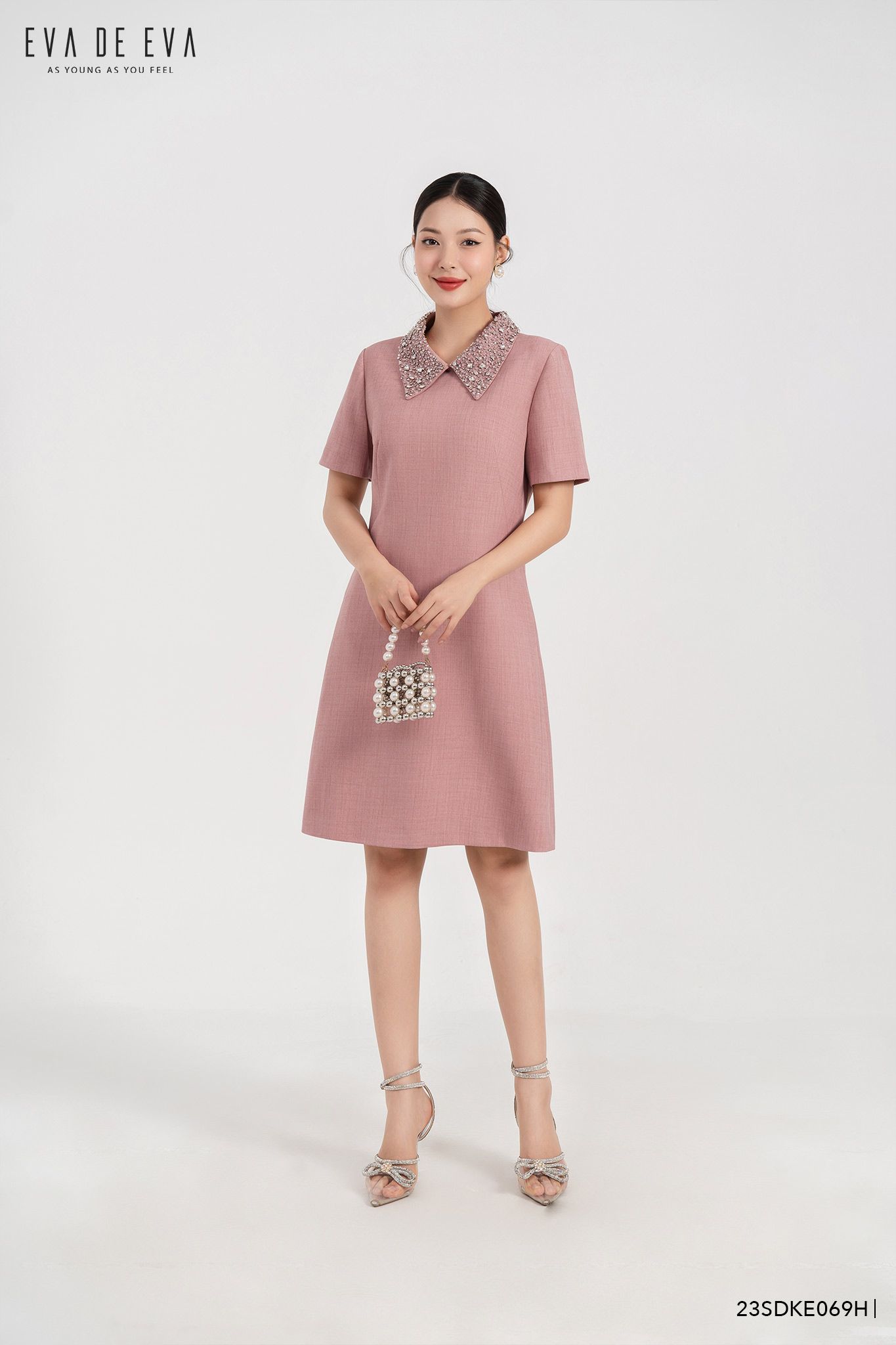 Đầm tay ngắn, Dáng A 23SDKE069H – Eva De Eva