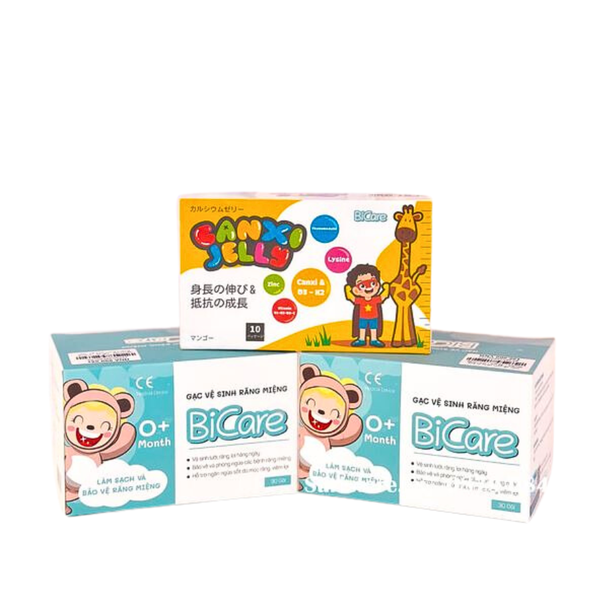 Set 2 gạc vệ sinh răng miệng Bicare (tặng thạch canxi jelly) - 30 gói ...