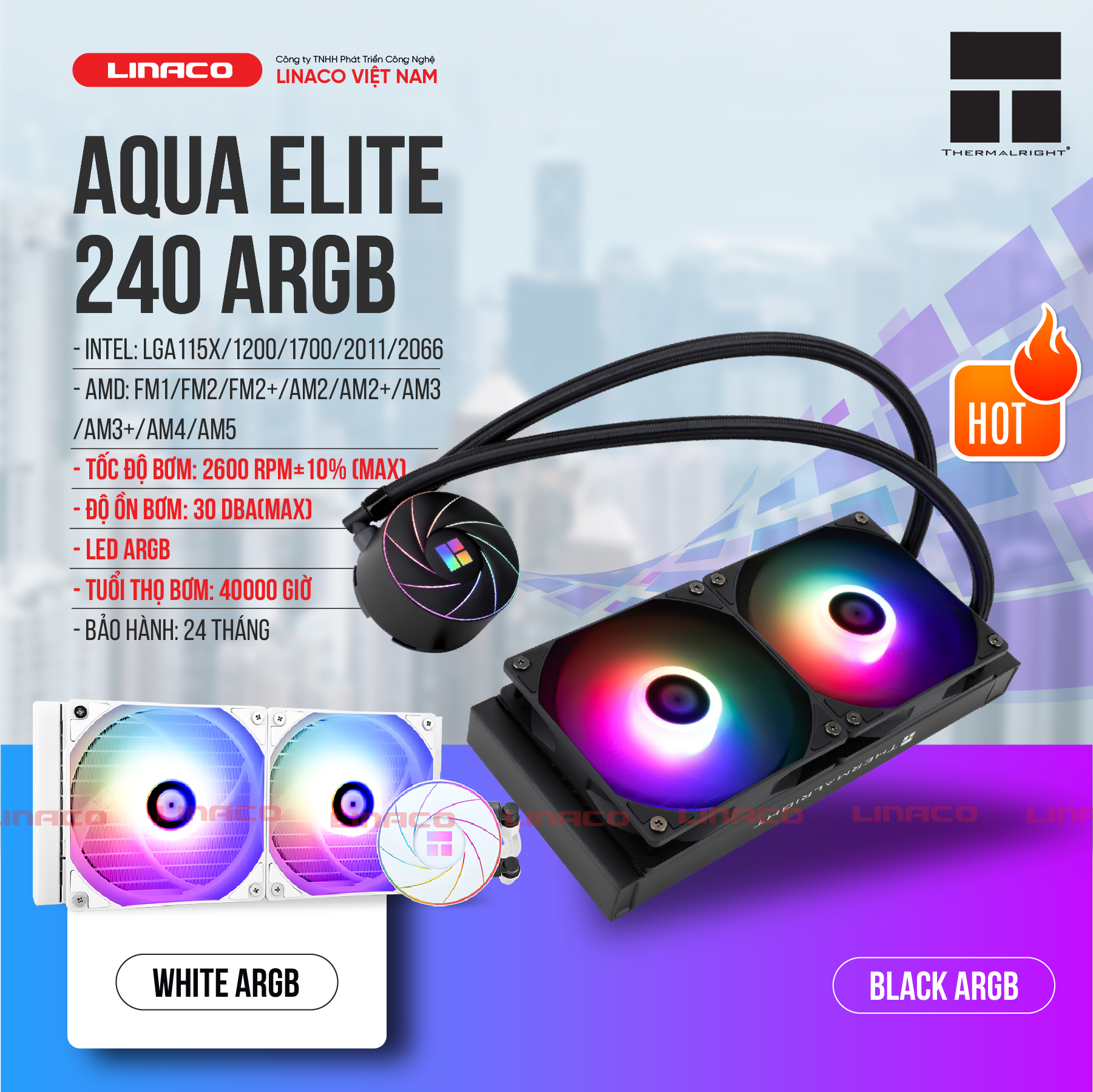 TẢN NHIỆT NƯỚC THERMALRIGHT AQUA ELITE 240 BLACK ARGB – Linaco