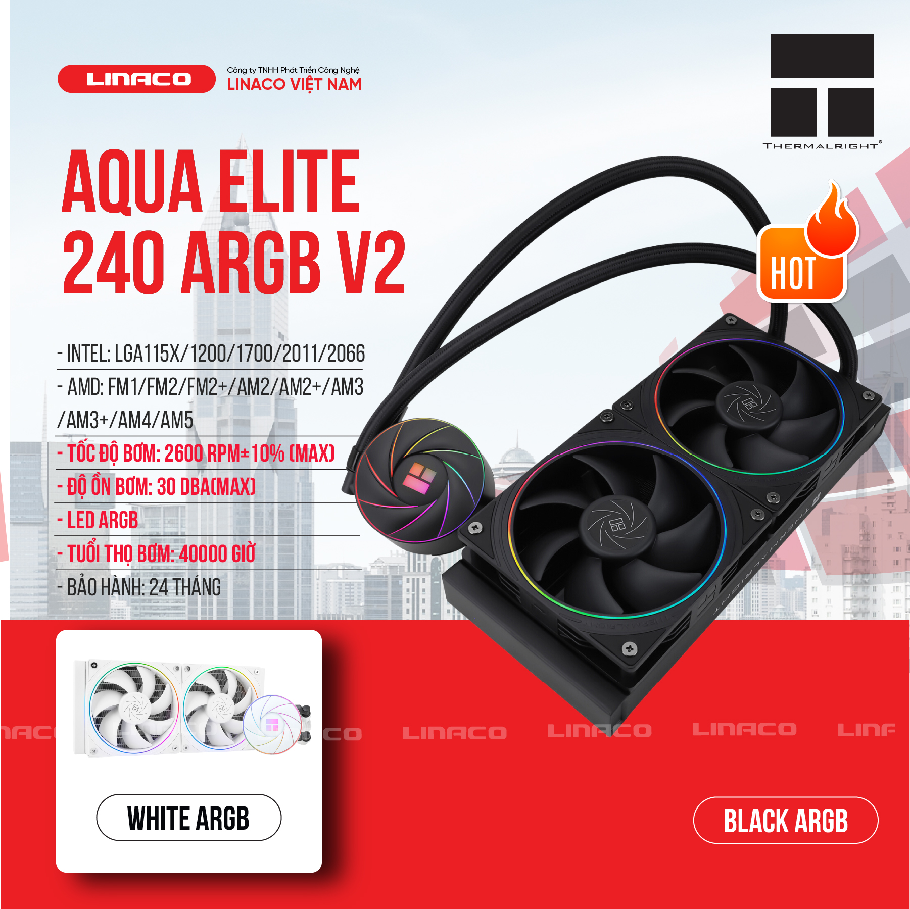 TẢN NHIỆT NƯỚC THERMALRIGHT AQUA ELITE 240 BLACK ARGB V2 – Linaco
