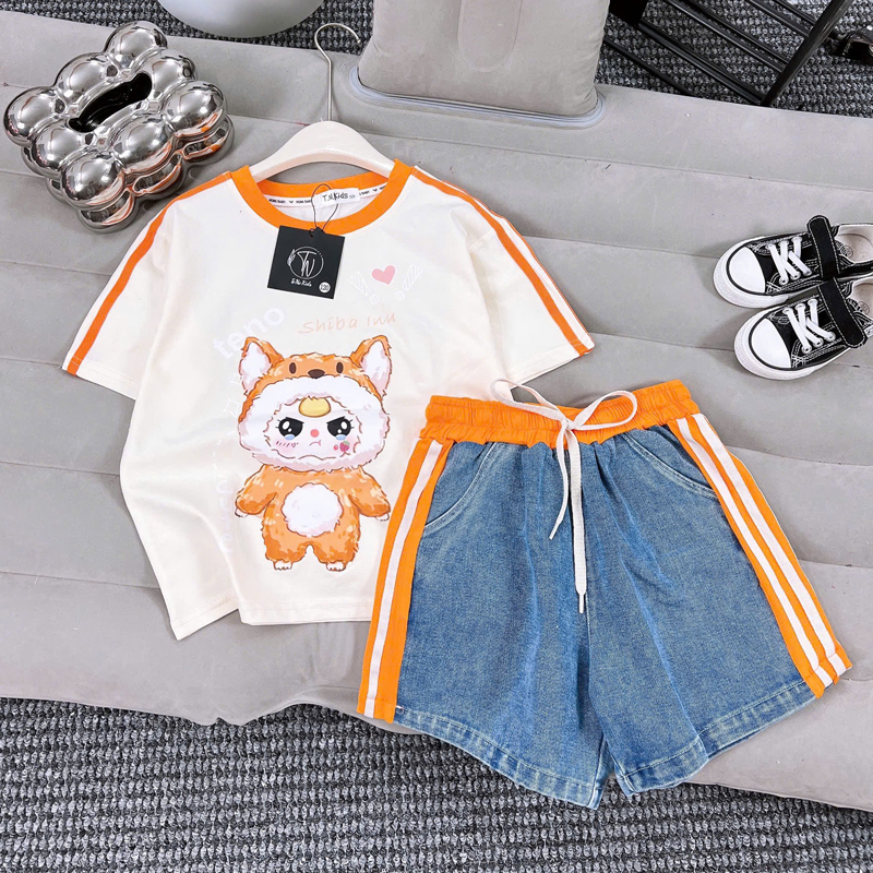 Bộ short jean bé gái Baby Three Teno Rika House