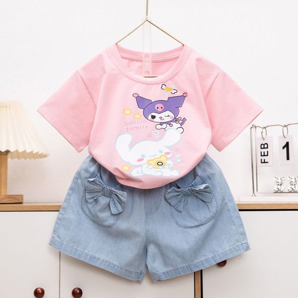 Bộ short jean bé gái nơ Sanrio Rika House
