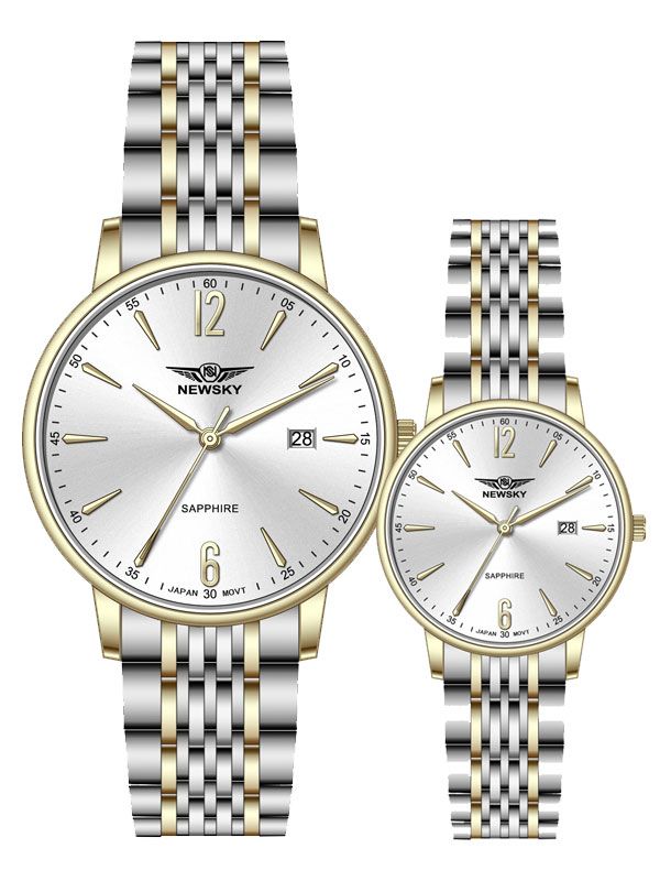 ĐỒNG HỒ NS5010GL.S03 Nam+Nữ dây Thép không gỉ kính Sapphire Máy Nhật – tranducwatch