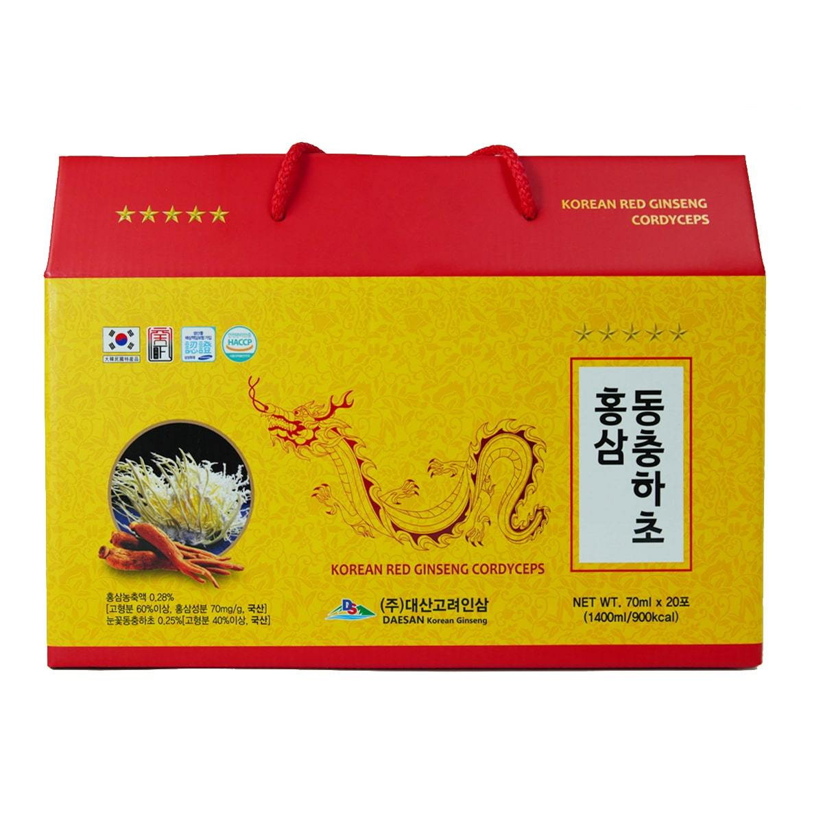 Nước Hồng Sâm Đông Trùng Hạ Thảo Daesan Korean Red Ginseng Cordyceps (70ml x 20 gói) – Nhân Sâm Vàng