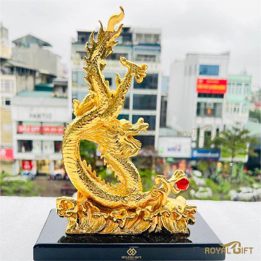 Tượng Rồng Vàng Kim Long Bảo Khang mạ vàng – Quà Tặng Hoàng Gia