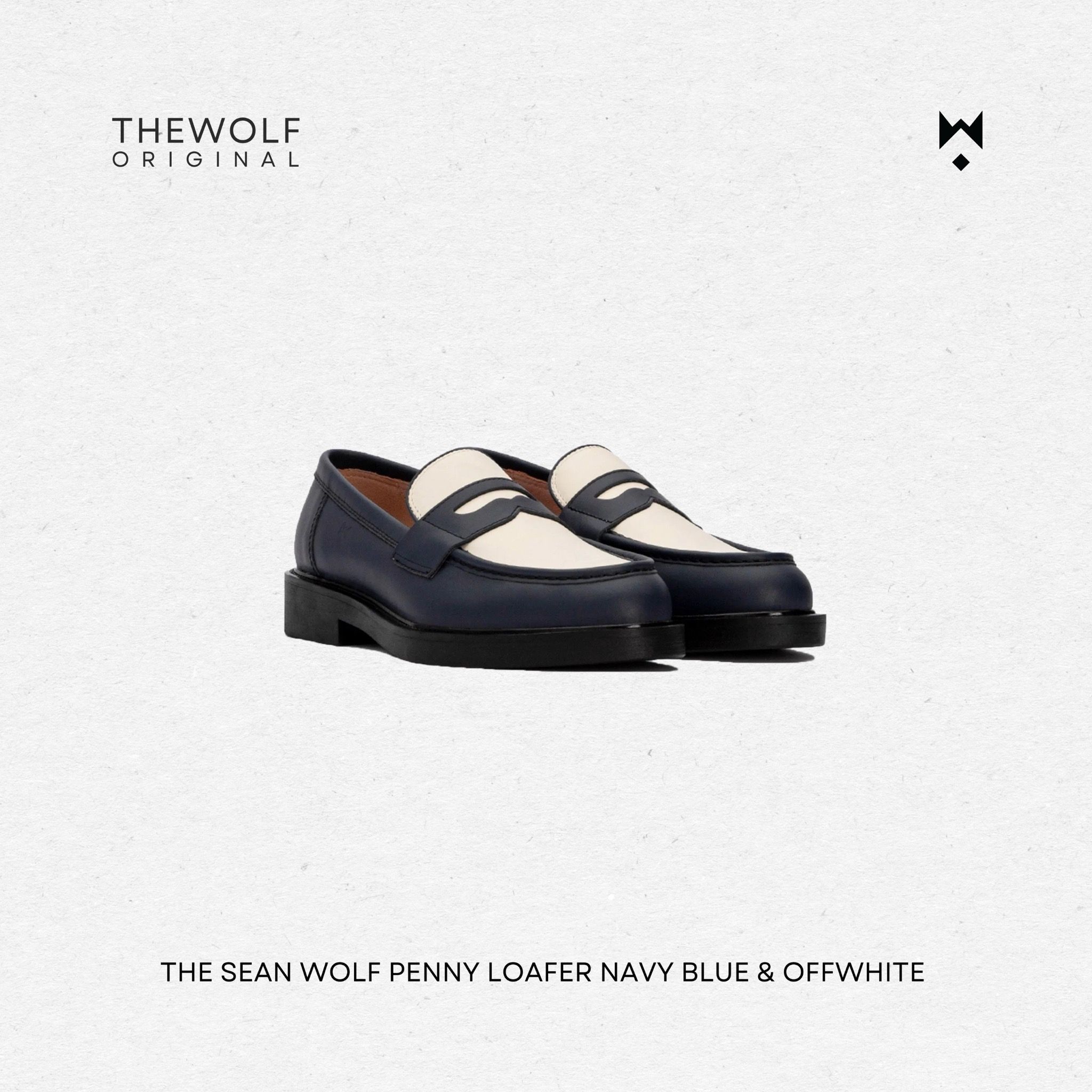 THE SEAN WOLF PENNY LOAFER - NAVY BLUE & OFFWHITE – THEWOLF
