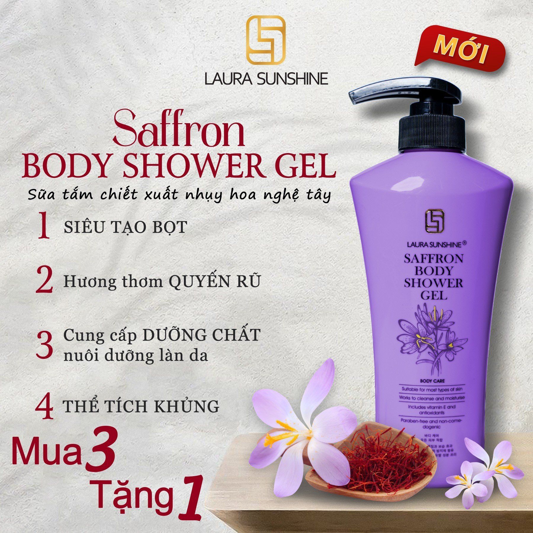 Sữa tắm Nhụy hoa nghệ tây - Laura Sunshine Saffron Body Shower Gel 500 ...