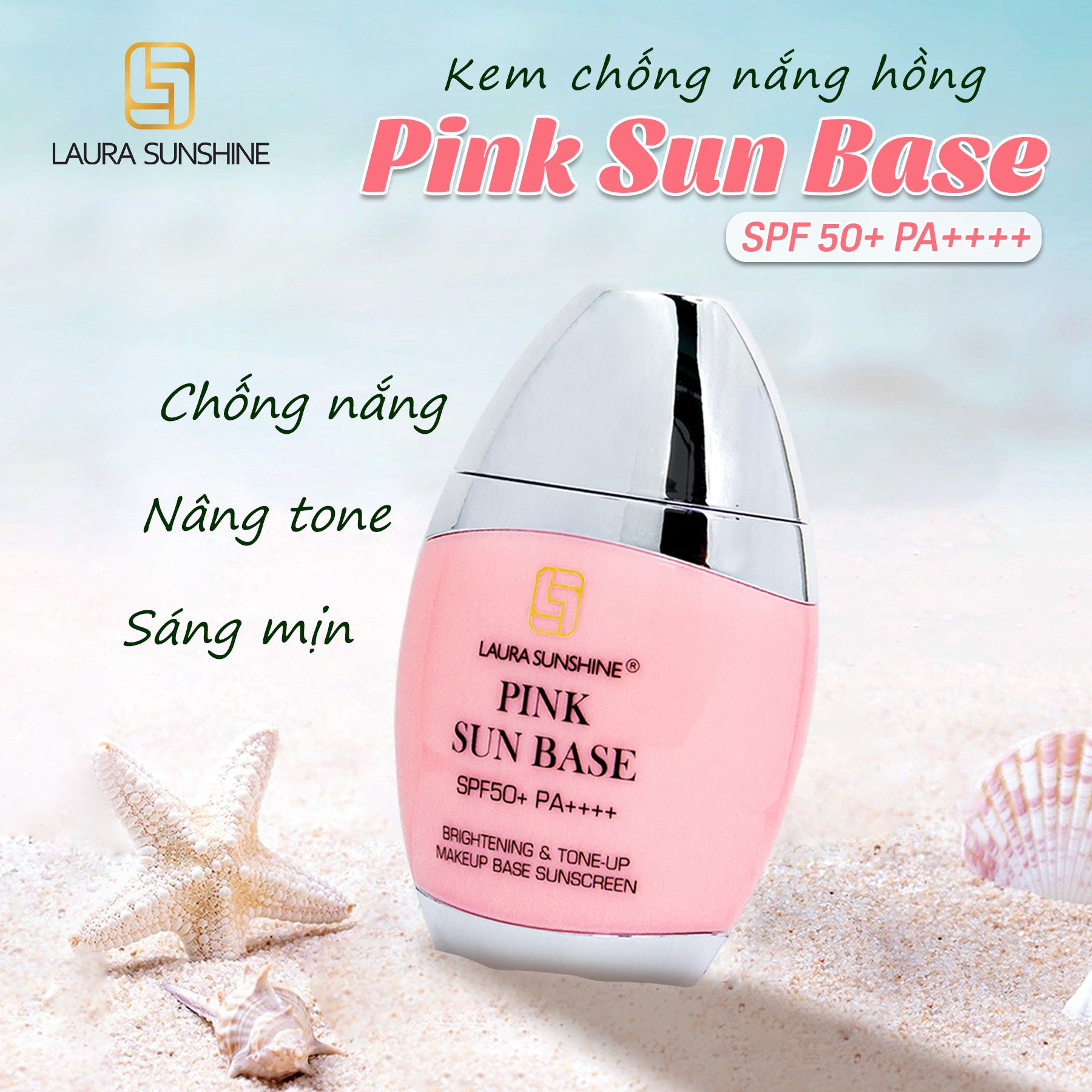 KEM CHỐNG NẮNG KIÊM KEM LÓT NÂNG TONE DA LAURA SUNSHINE PINK SUN BASE ...