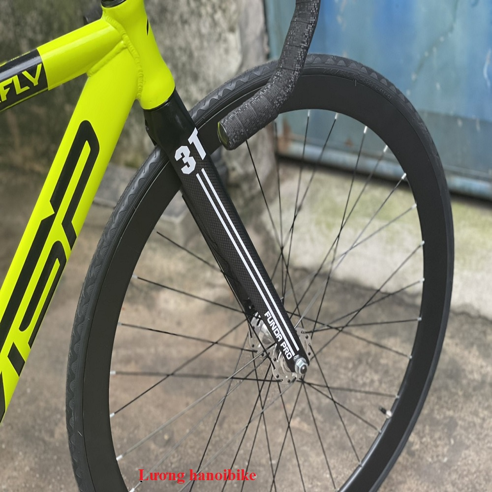 Xe đạp Fixed Gear VISP FIREPLY vàng chanh càng carbon 3T siêu nhẹ đồ c ...