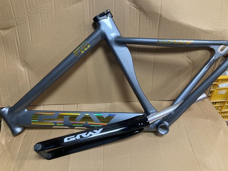 Khung Fixed Gear Gray F16 Càng Carbon( Kèm chén cổ + cọc yên + khóa cọ ...