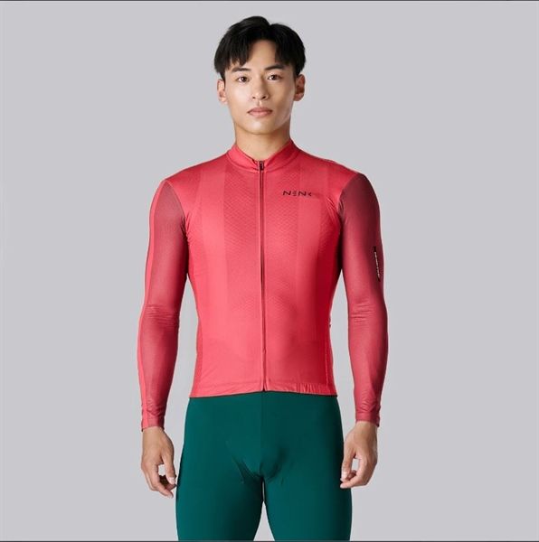 Áo đạp xe dài tay NENK ELITE màu đỏ Plain LS Jersey Kline – Hanoibike shop