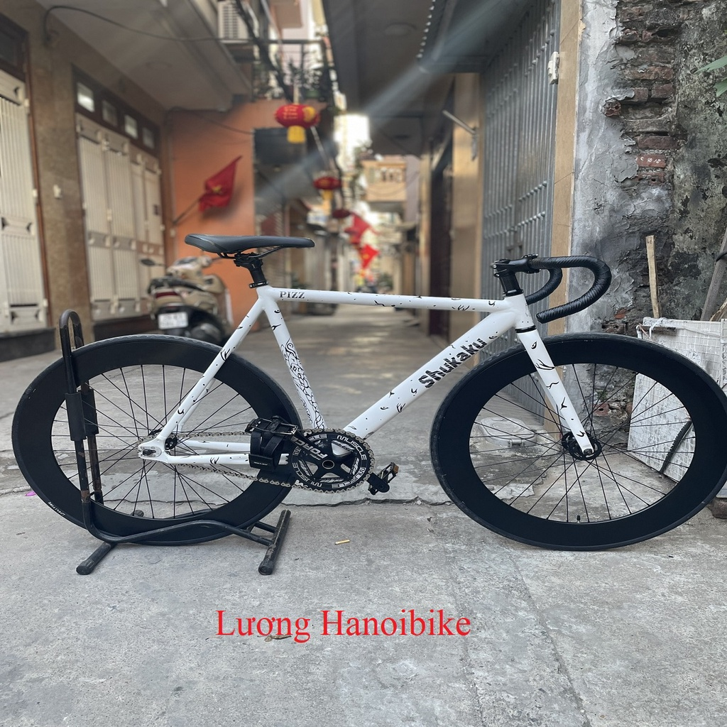 Xe đạp Fixed Gear Shukaku trắng vành 7cm đùi OTA FORCE 48T – Hanoibike shop