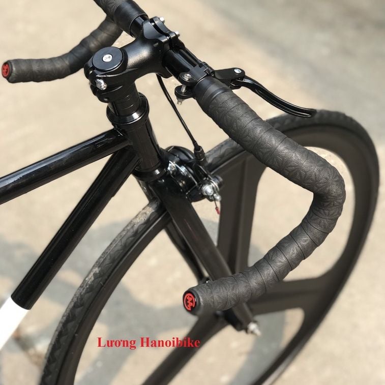 Xe đạp Fixed Gear Gray Macce Thép Đen trắng vành trước 3 đao lắp phanh ...