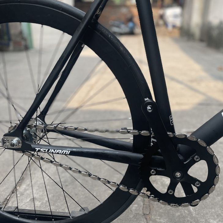Xe đạp Fixed Gear Tsunami SNM 100 màu Đen đồ cơ bản vành 3 đao trước ...