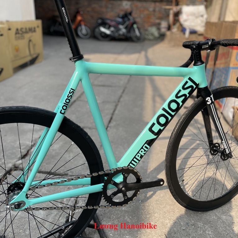 Xe đạp Fixed Gear Colossi Lowpro Xanh bianchi tay cong – Hanoibike shop