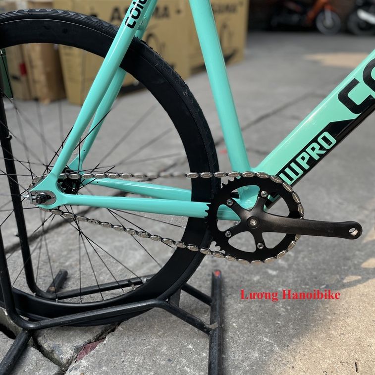 Xe đạp Fixed Gear Colossi Lowpro Xanh bianchi tay cong – Hanoibike shop