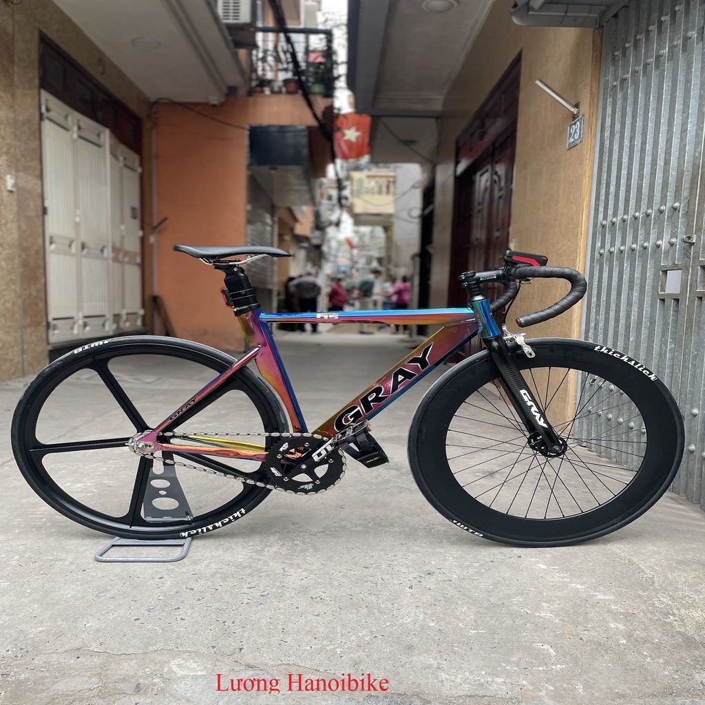 Xe đạp Fixed Gear Gray F15 nhiều màu vành 7cm trước và 5 đao sau ...